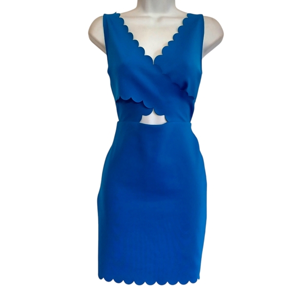 Topshop | Dresses | Topshop Blue Scallop Sleeveless Cut Out Mini ...